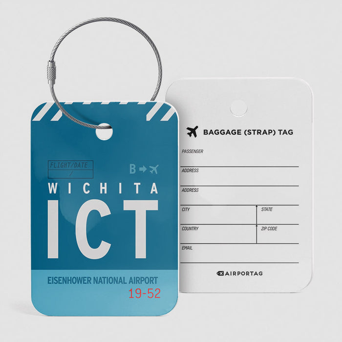Airport Code Luggage Tag - IATA code ICT baggage tag