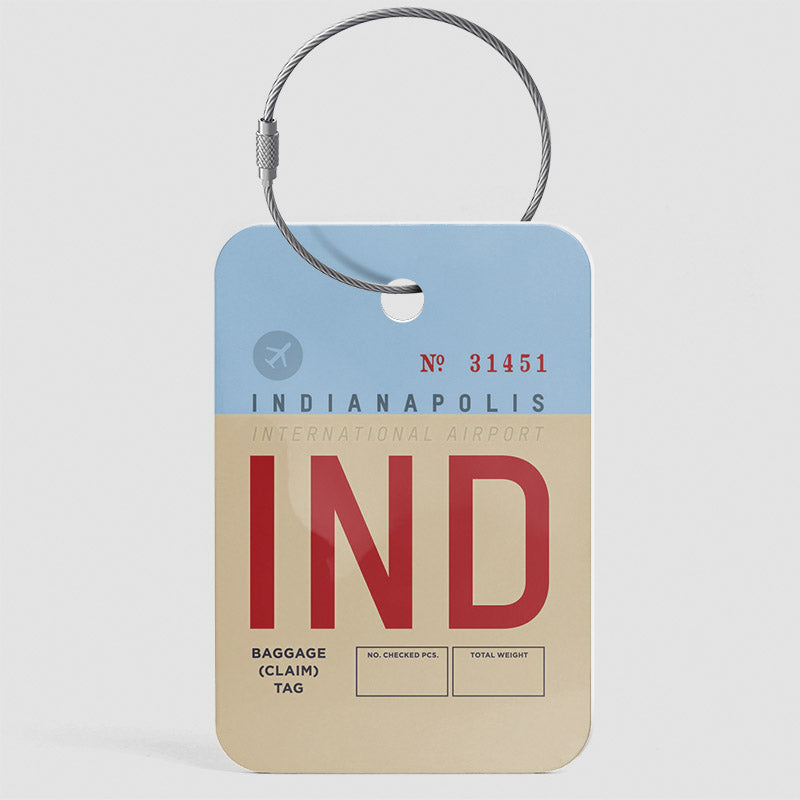 Airport Code Luggage Tag - IATA code IND baggage tag