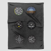 Throw Blanket - Instruments airport code pattern.