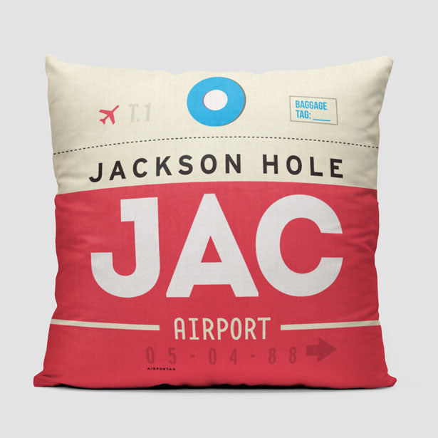 Airport Code Throw Pillow - JAC - Jackson Hole Airport - Wyoming, US