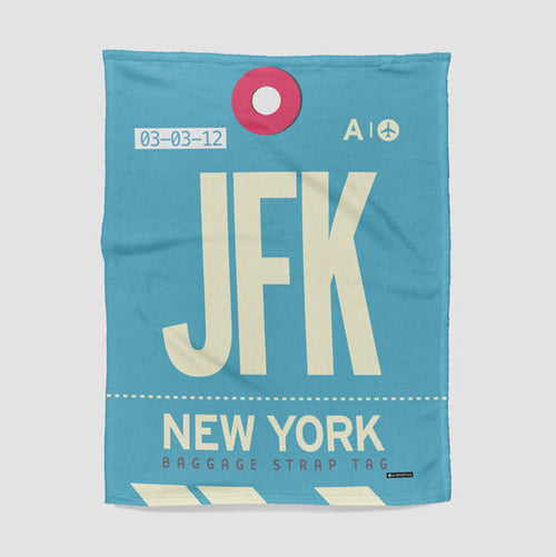 Throw Blanket - JFK airport code pattern.