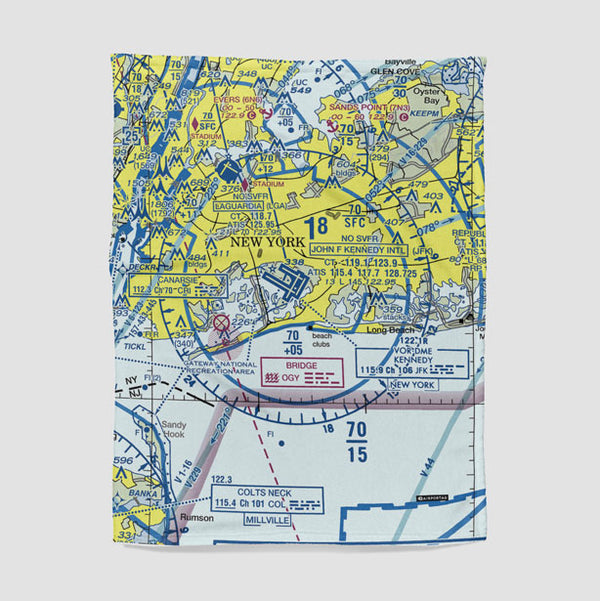 Throw Blanket - JFK airport code pattern.
