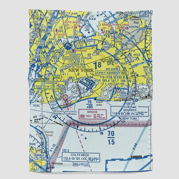 Throw Blanket - JFK airport code pattern.