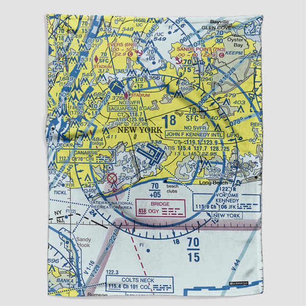 Throw Blanket - JFK airport code pattern.