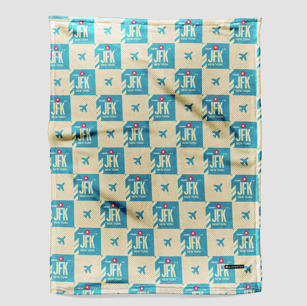 Throw Blanket - JFK airport code pattern.