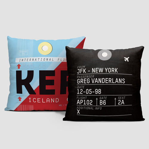 Throw Pillow - KEF - KEFLAVÍK AIRPORT - IATA code KEF