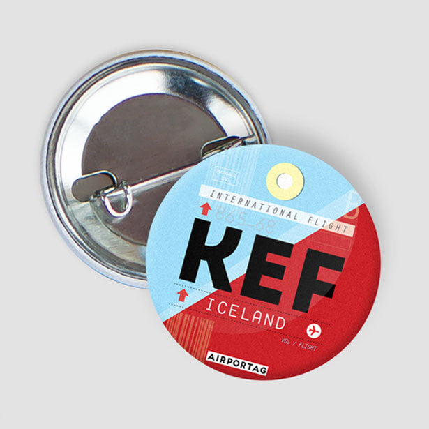 Pinback Button - Keflavík Airport - Iceland - IATA code KEF