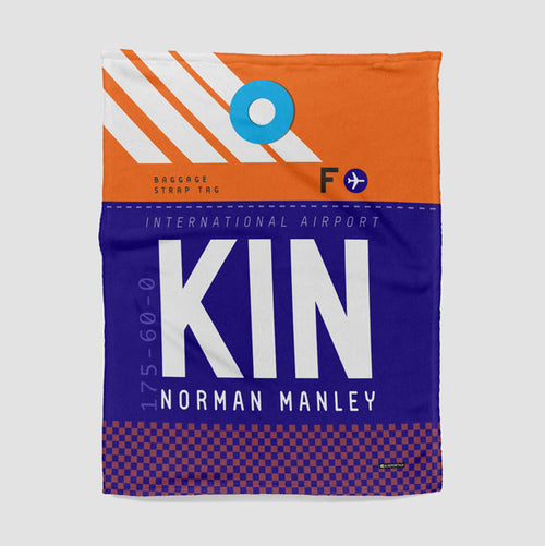 Throw Blanket - KIN airport code pattern.