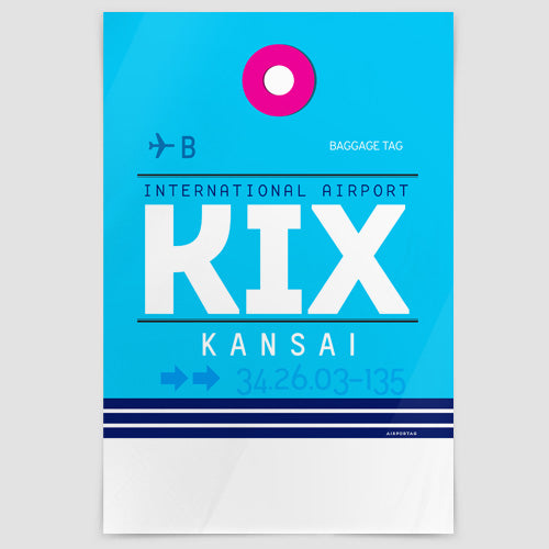 Poster - KIX - Kansai Intl Airport - Osaka, Honshu, Japan - IATA code KIX