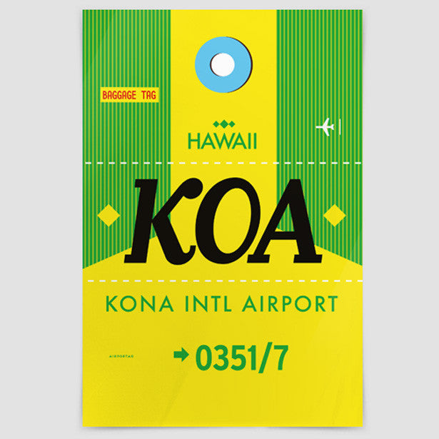 Poster - Wall Art Print - KOA - Kona Intl Airport - Kalaoa - Hawaii, US