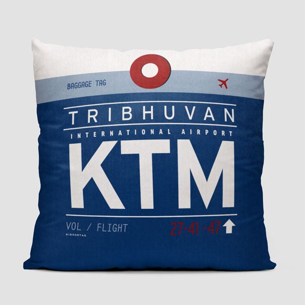 Airport Code Throw Pillow - KTM - Tribhuvan Intl Airport - Kathmandu ...