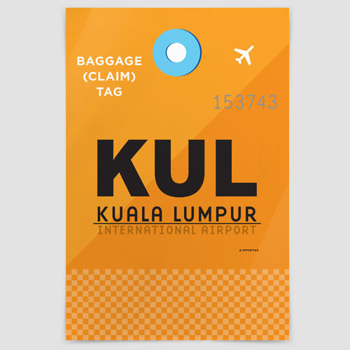 Poster - Wall Art Print - KUL - Kuala Lumpur Airport, Malaysia - IATA ...