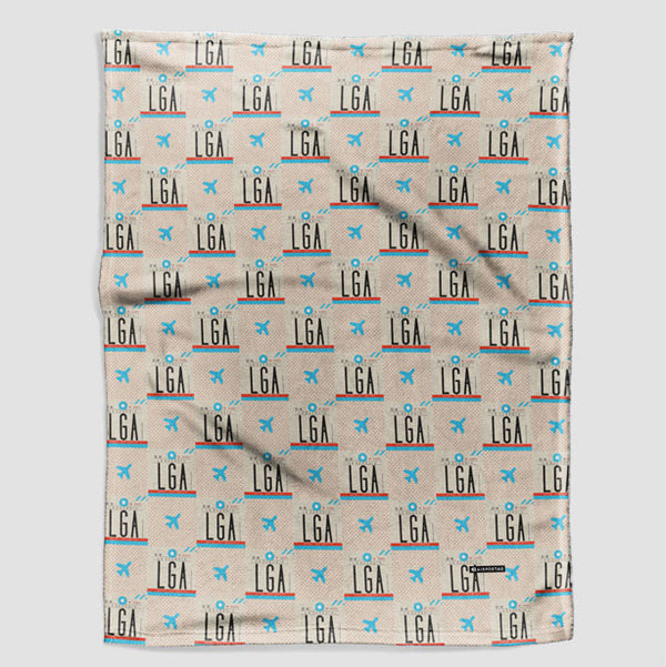 Throw Blanket - LGA airport code pattern.