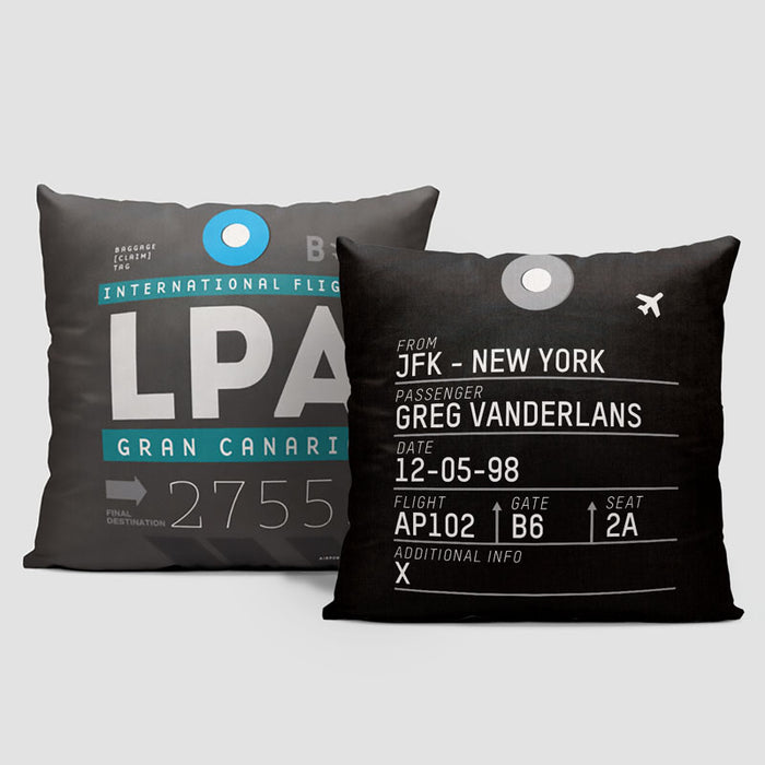 Airport Code Throw Pillow - LPA - Gran Canaria Airport - Canary Islands ...