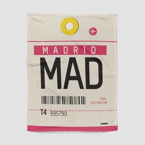 Throw Blanket - MAD airport code pattern.