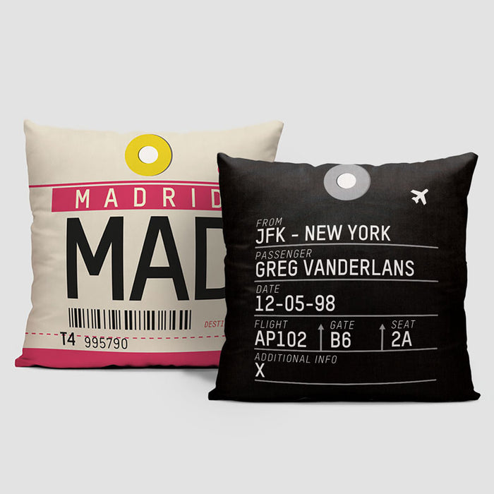 Throw Pillow - MAD - Madrid Barajas Airport. IATA code MAD.