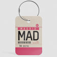 Airport Code Luggage Tag - IATA code MAD baggage tag