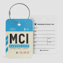 Airport Code Luggage Tag - IATA code MCI baggage tag