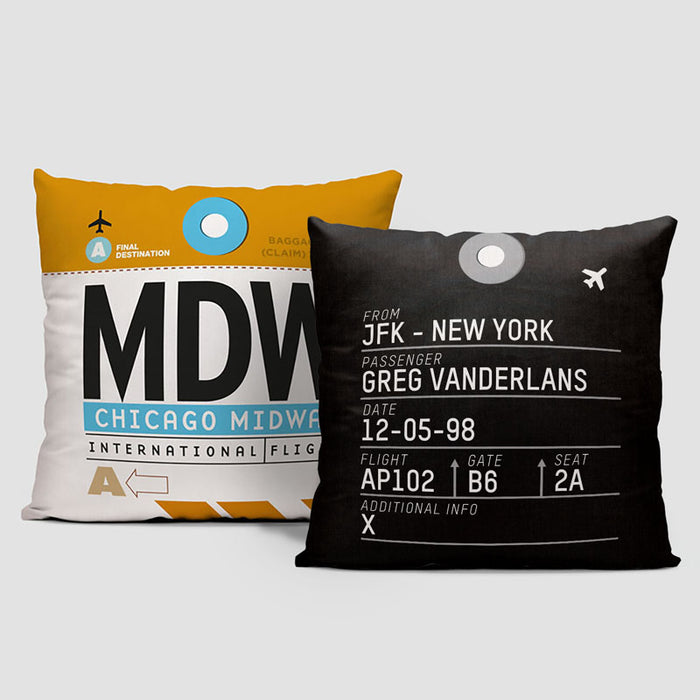 Throw Pillow - MDW - Chicago Midway International Airport - IATA code MDW