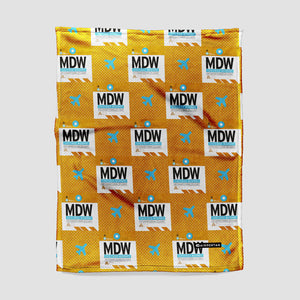 Throw Blanket - MDW airport code pattern.