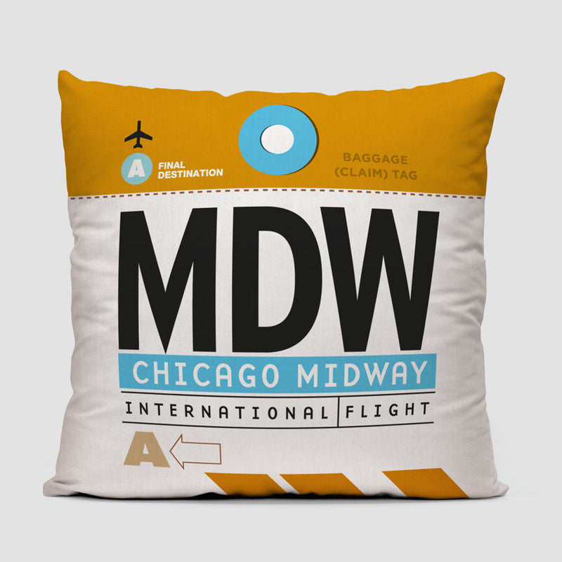 Throw Pillow - MDW - Chicago Midway International Airport - IATA code MDW