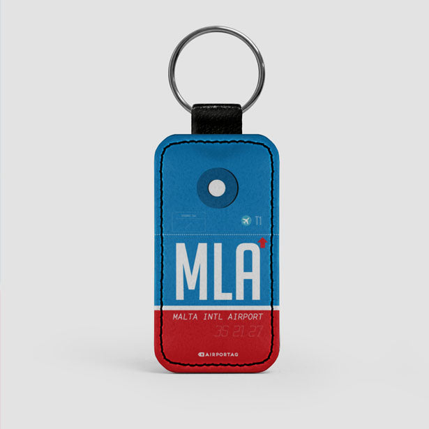 MLA - Malta Intl Airport - Luqa, Malta - Leather Keychain
