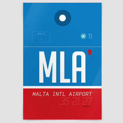 Poster - Wall Art Print - MLA - Malta Intl Airport - Luqa, Malta