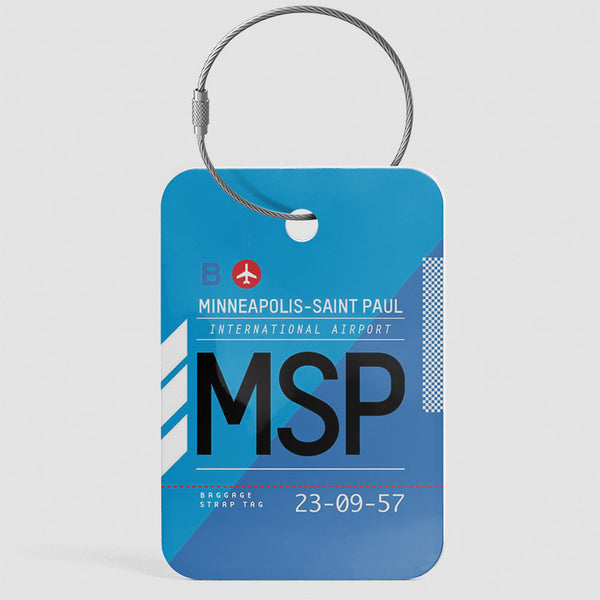 Airport Code Luggage Tag - IATA code MSP baggage tag