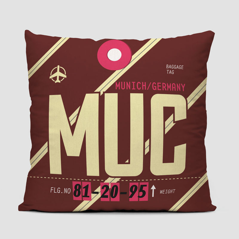Throw Pillow - MUC - Munich Airport. IATA code MUC.