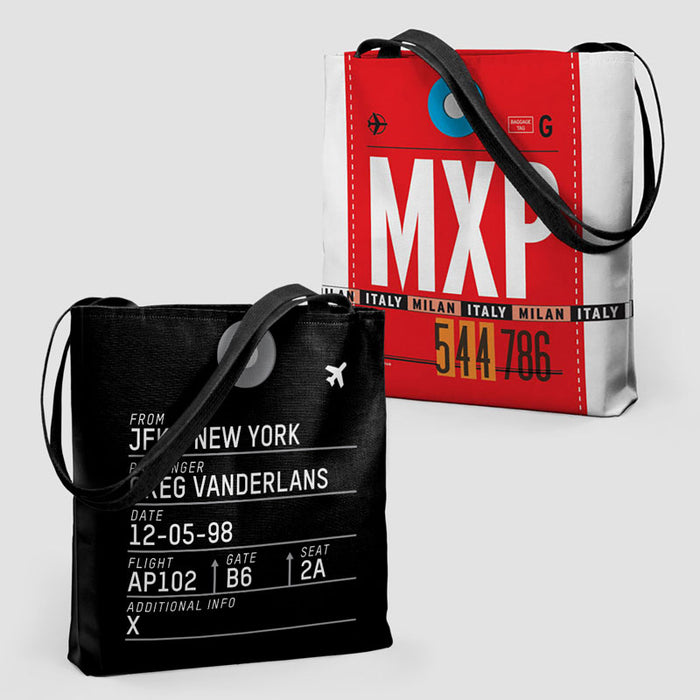 Tote Bag - MXP - Milano Malpensa Airport IATA code MXP.