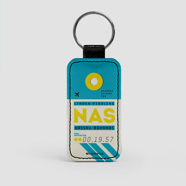 NAS - Lynden Pindling Airport - Nassau, The Bahamas - Leather Keychain