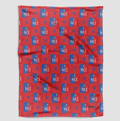 Throw Blanket - NCE airport code pattern.