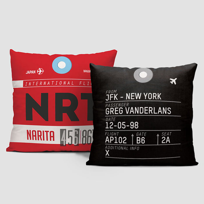 Throw Pillow - NRT - Tokyo Narita Intl Airport. IATA code NRT.