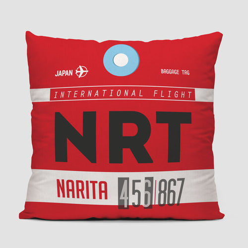 Throw Pillow - NRT - Tokyo Narita Intl Airport. IATA code NRT.