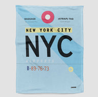 Throw Blanket - NYC airports code pattern.