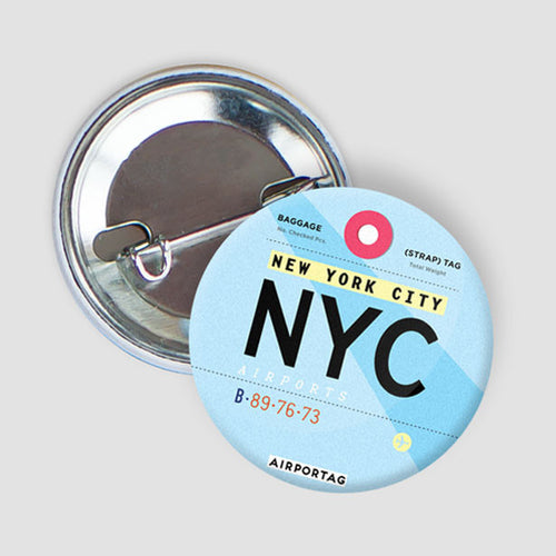 Pinback Button - New York Airports - IATA code NYC