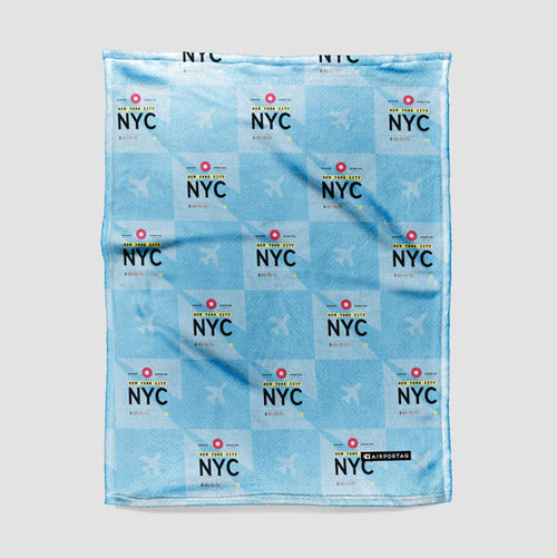 Throw Blanket - NYC airports code pattern.