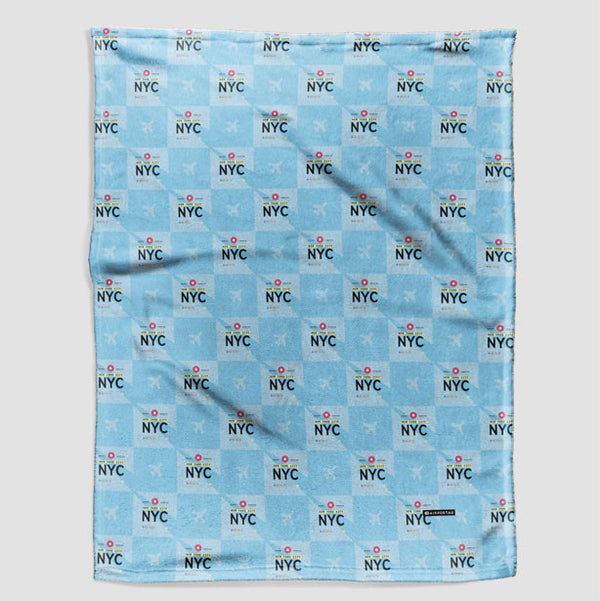 Throw Blanket - NYC airports code pattern.