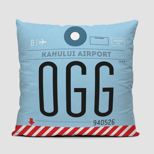 Throw Pillow - OGG - Kahului Airport - IATA code OGG