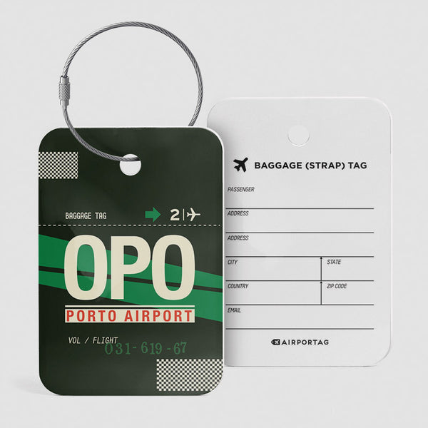 Airport Code Luggage Tag - IATA code OPO baggage tag