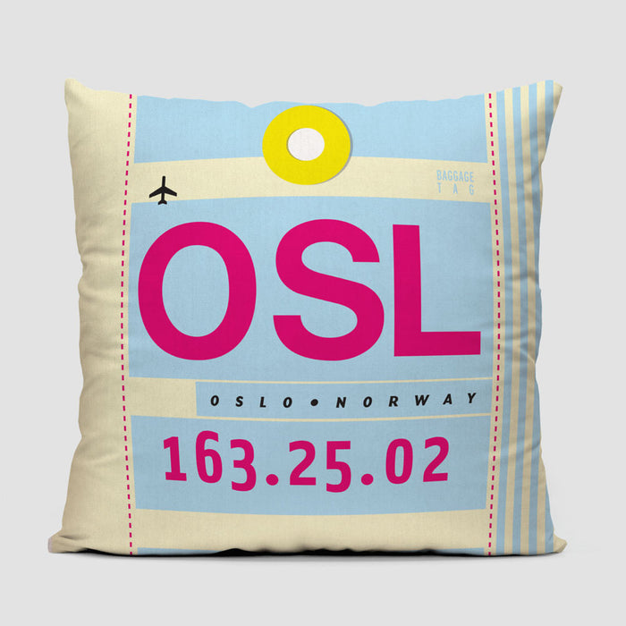 Throw Pillow - OSL - Oslo Airport. IATA code OSL.
