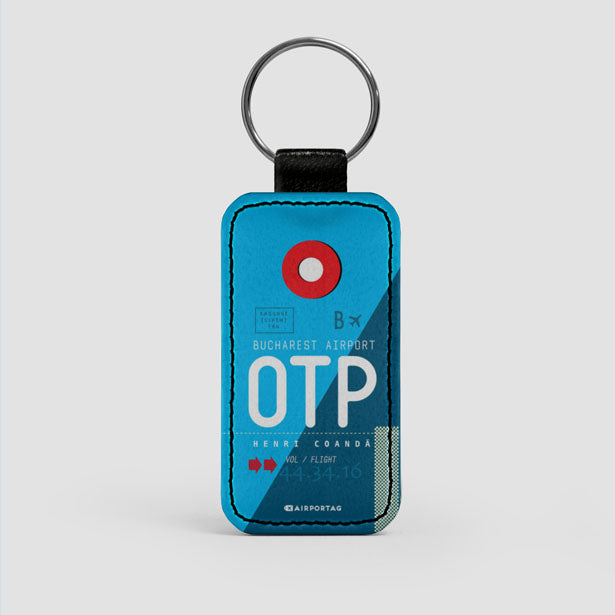 OTP - Henri Coandă Intl Airport - Bucharest, Romania - Leather Keychain