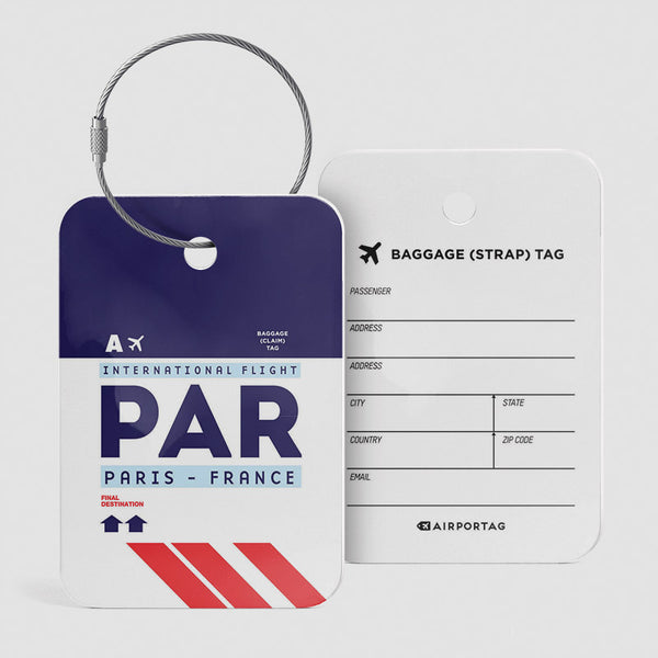 Airport Code Luggage Tag - IATA code PAR baggage tag