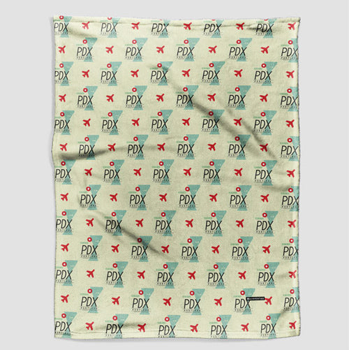 Throw Blanket - PDX airport code pattern.