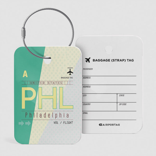 Airport Code Luggage Tag - IATA code PHL baggage tag