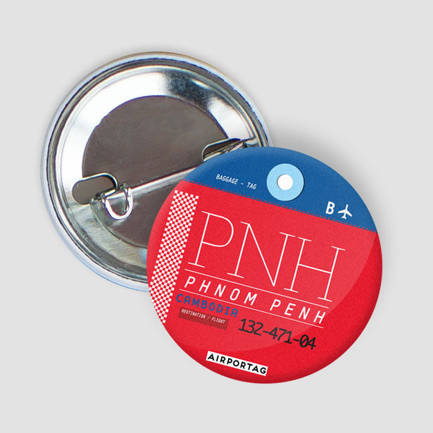 Pinback Button - Phnom Penh Intl Airport - Cambodia - IATA code PNH