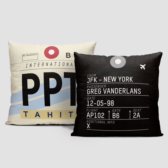 Airport Code Throw Pillow - PPT - Fa'a'a Intl Airport - Papeete, Tahiti ...