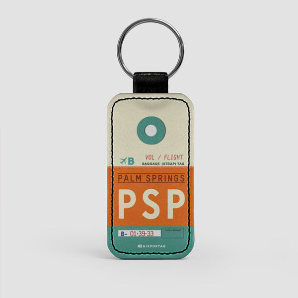 PSP - Palm Springs Airport - Leather Keychain