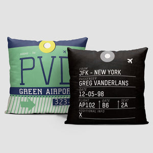 Airport Code Throw Pillow - PVD - T. F. Green Airport - Rhode Island, US