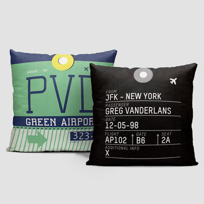Airport Code Throw Pillow - PVD - T. F. Green Airport - Rhode Island, US